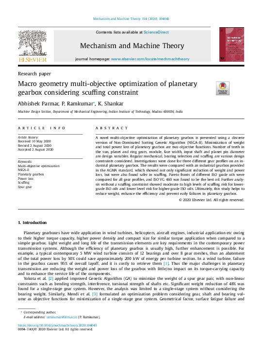 (PDF) Macro geometry multi-objective optimization of planetary gearbox considering scuffing ...