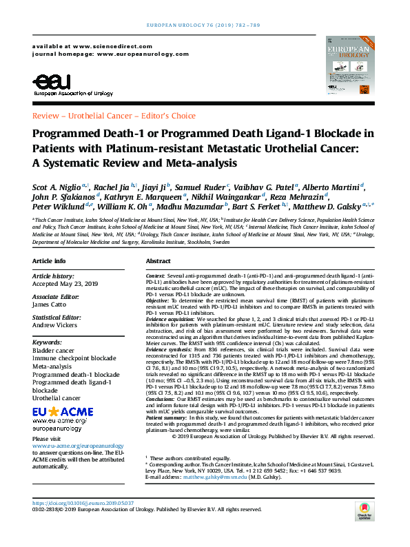 (PDF) Programmed Death-1 or Programmed Death Ligand-1 Blockade in Patients with Platinum ...