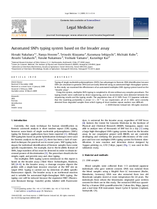 (PDF) Automated SNPs typing system based on the Invader assay