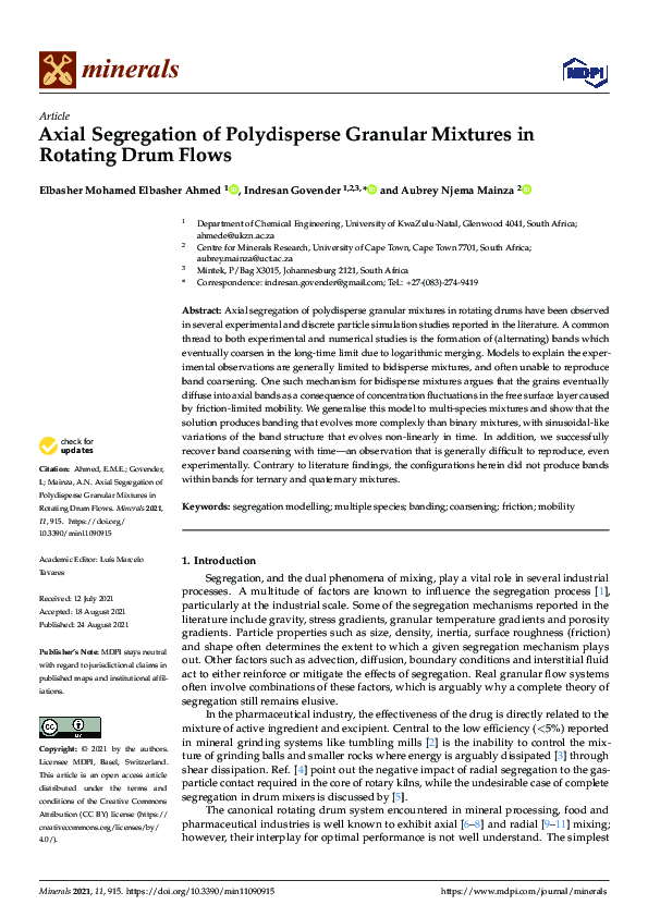 (PDF) Axial Segregation of Polydisperse Granular Mixtures in Rotating ...