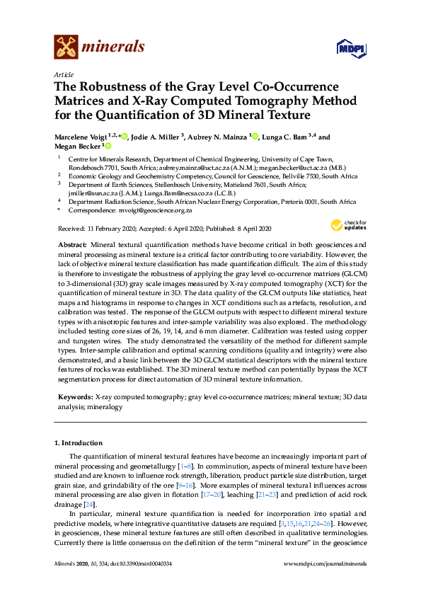 (PDF) The Robustness of the Gray Level Co-Occurrence Matrices and X-Ray Computed Tomography ...