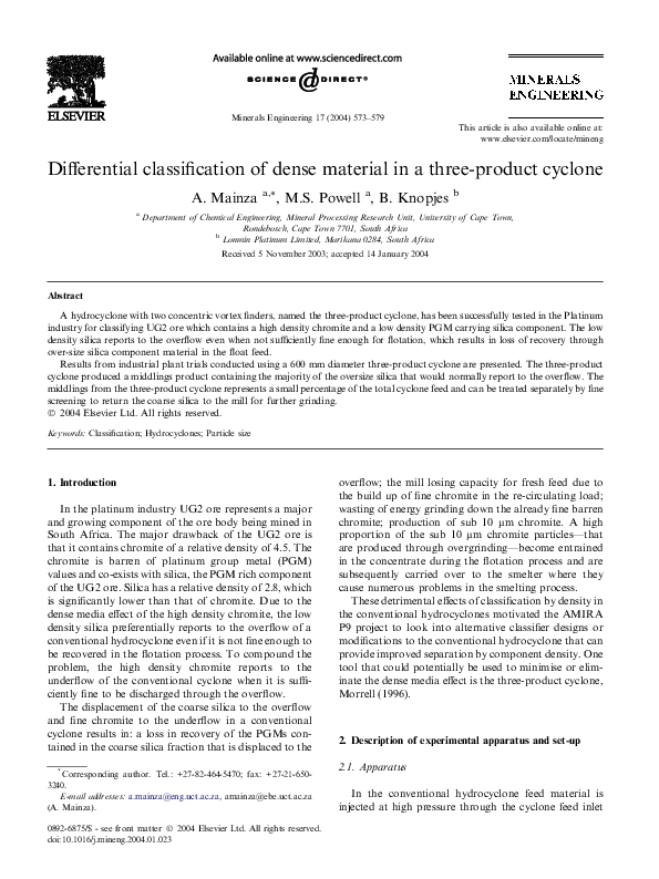 (PDF) Differential classification of dense material in a three-product ...
