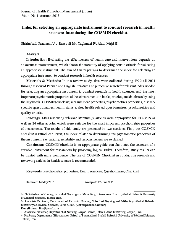 (PDF) Index for selecting an appropriate instrument to conduct research ...