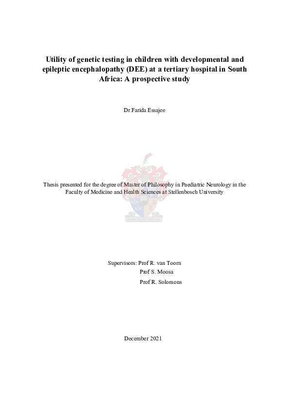 (PDF) Utility of genetic testing in children with developmental and ...