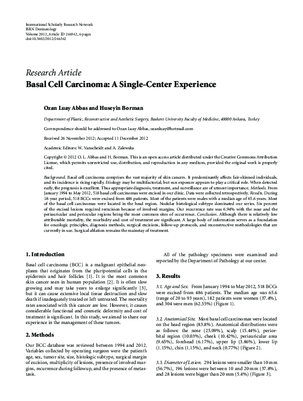 (PDF) Basal Cell Carcinoma: A Single-Center Experience