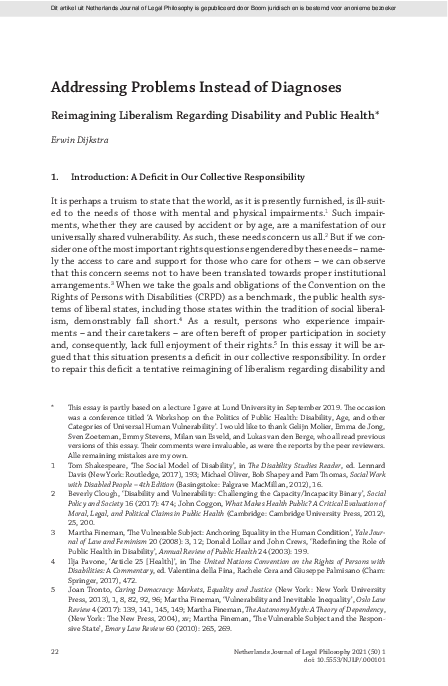 (PDF) Addressing Problems Instead of Diagnoses