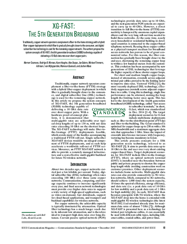 (PDF) XG-fast: the 5th generation broadband