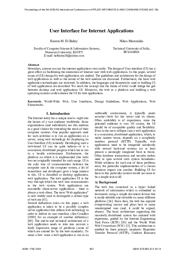 (PDF) User interface for internet applications