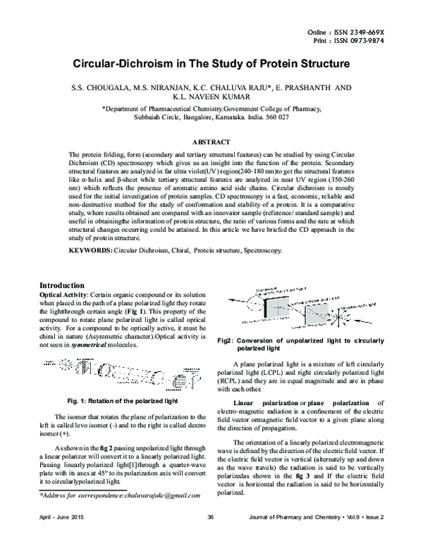(PDF) Circular-Dichroism in The Study of Protein Structure