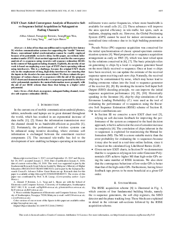 (PDF) EXIT Chart Aided Convergence Analysis of Recursive Soft $m$ -Sequence Initial Acquisition ...