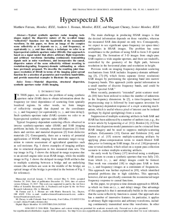 Pdf Hyperspectral Sar 