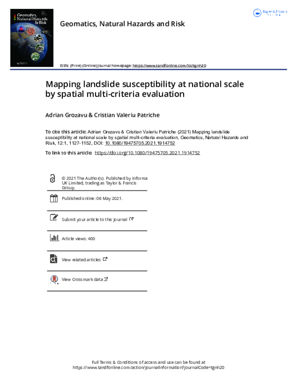 (PDF) Mapping landslide susceptibility at national scale by spatial multi-criteria evaluation