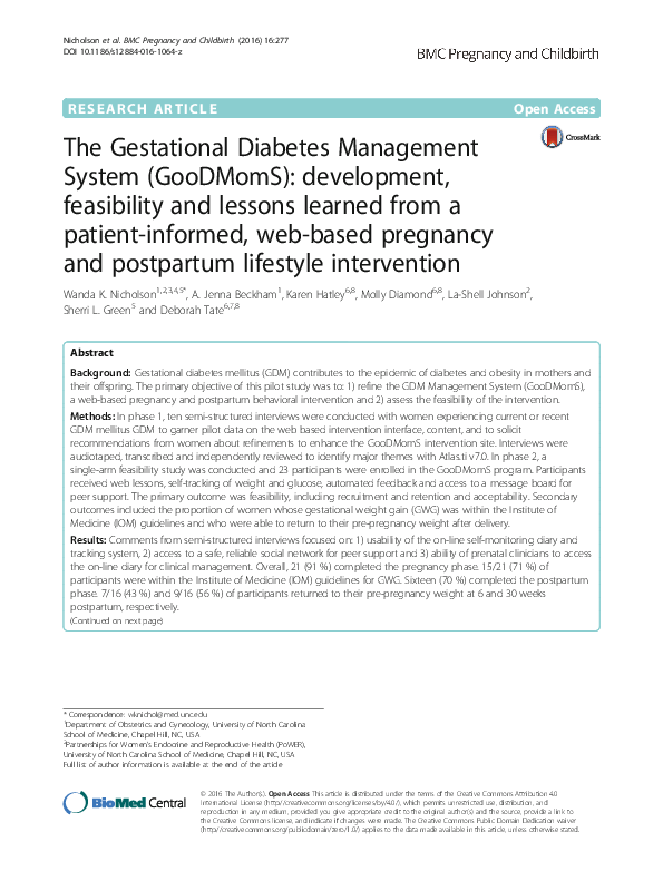 (PDF) The Gestational Diabetes Management System (GooDMomS ...