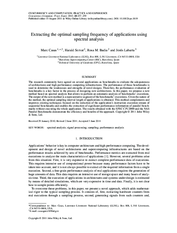 (PDF) Extracting the optimal sampling frequency of applications using spectral analysis