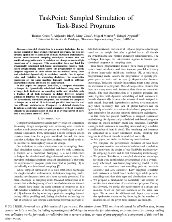 (PDF) TaskPoint: Sampled simulation of task-based programs
