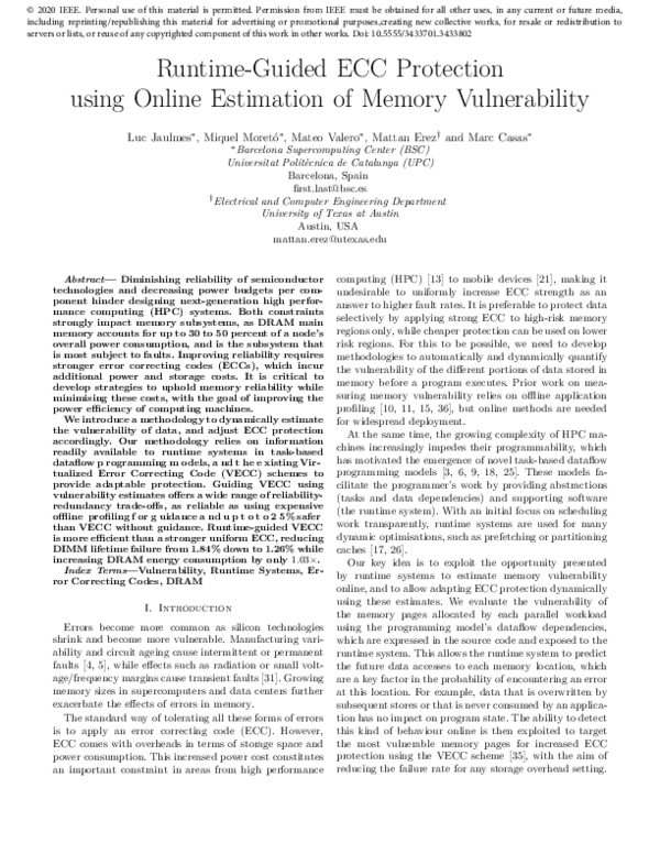 (PDF) Runtime-Guided ECC Protection using Online Estimation of Memory ...