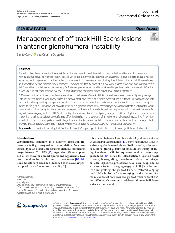(PDF) Management of off-track Hill-Sachs lesions in anterior ...