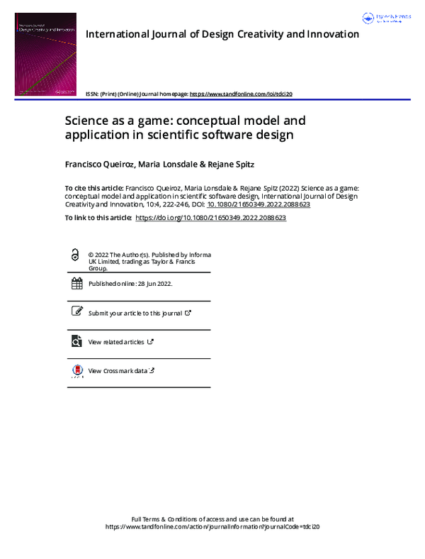 (PDF) Science as a game: conceptual model and application in scientific ...