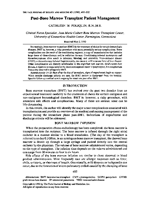 (PDF) Post-bone marrow transplant patient management