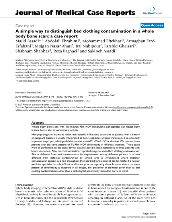 (PDF) A simple way to distinguish bed clothing contamination in a whole body bone scan: a case ...