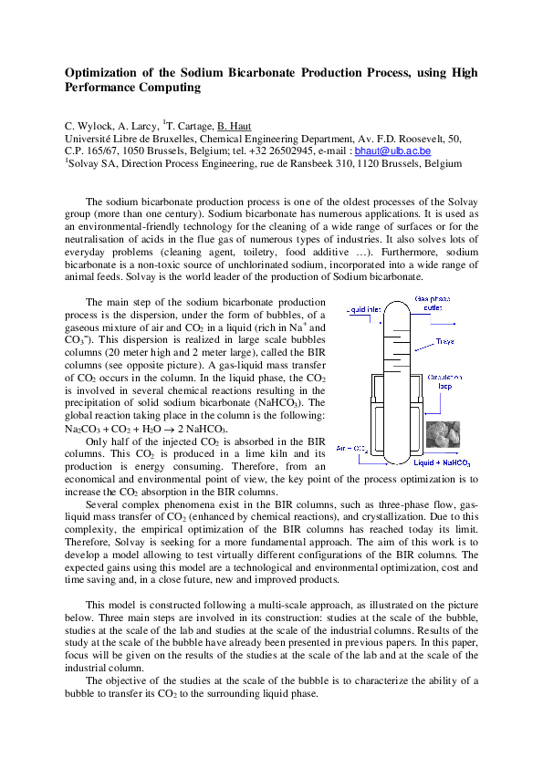 (PDF) Optimization of the Sodium Bicarbonate Production Process, using ...