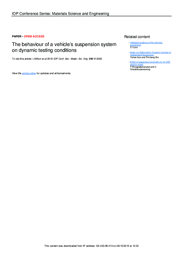 The behaviour of a vehicle’s suspension system on dynamic testing ...