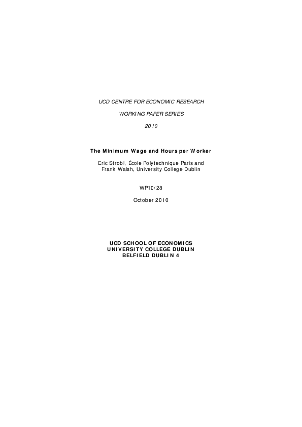 (PDF) The Minimum Wage and Hours per Worker