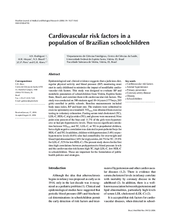 (PDF) Cardiovascular risk factors in a population of Brazilian ...
