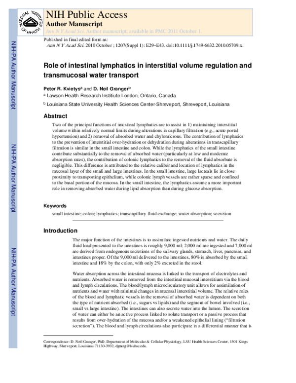 (PDF) Role of intestinal lymphatics in interstitial volume regulation ...