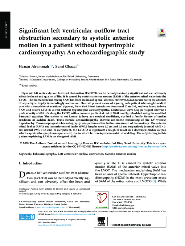 (PDF) Significant left ventricular outflow tract obstruction secondary ...