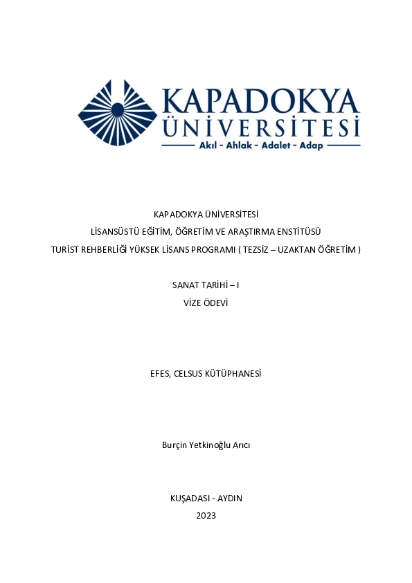 (PDF) Burcin Yetkinoglu Arıcı Sanat Tarihi Vize odevi