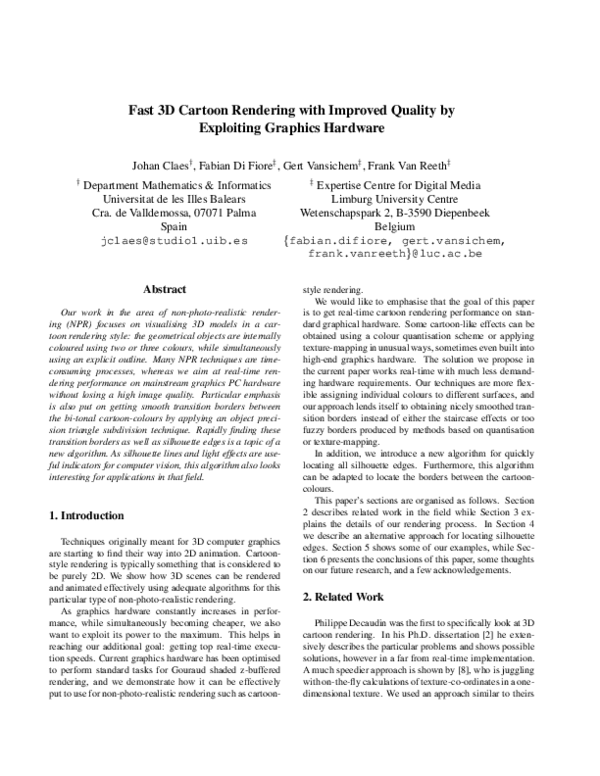 (PDF) Fast 3D cartoon rendering with improved quality by exploiting graphics hardware