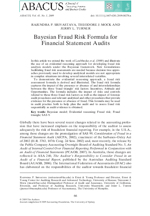 (PDF) Bayesian Fraud Risk Formula for Financial Statement Audits