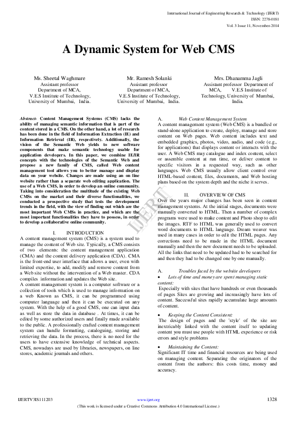 (PDF) A Dynamic System for Web CMS