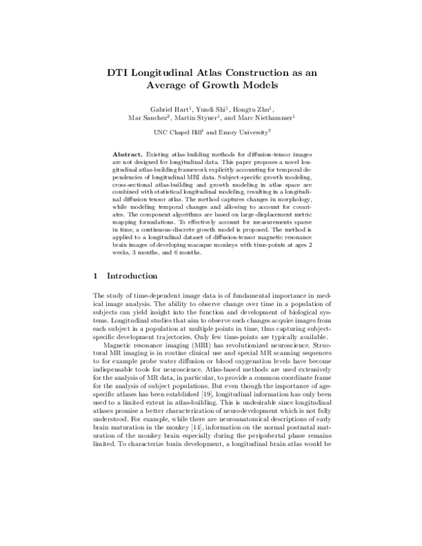 (PDF) DTI longitudinal atlas construction as an average of growth models