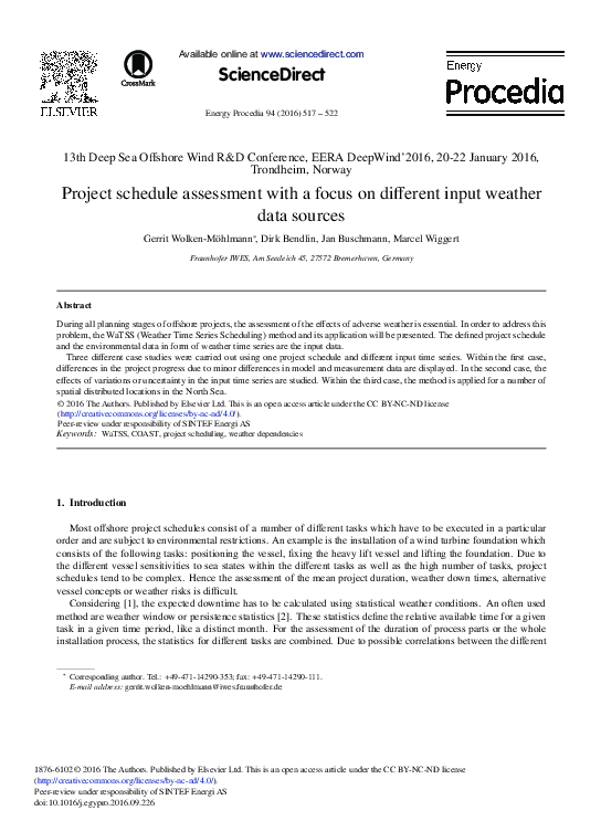 (PDF) Project Schedule Assessment with a Focus on Different Input Weather Data Sources