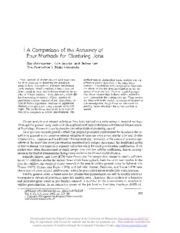 (PDF) A Comparison of the Accuracy of Four Methods for Clustering Jobs | Ray Zimmerman ...