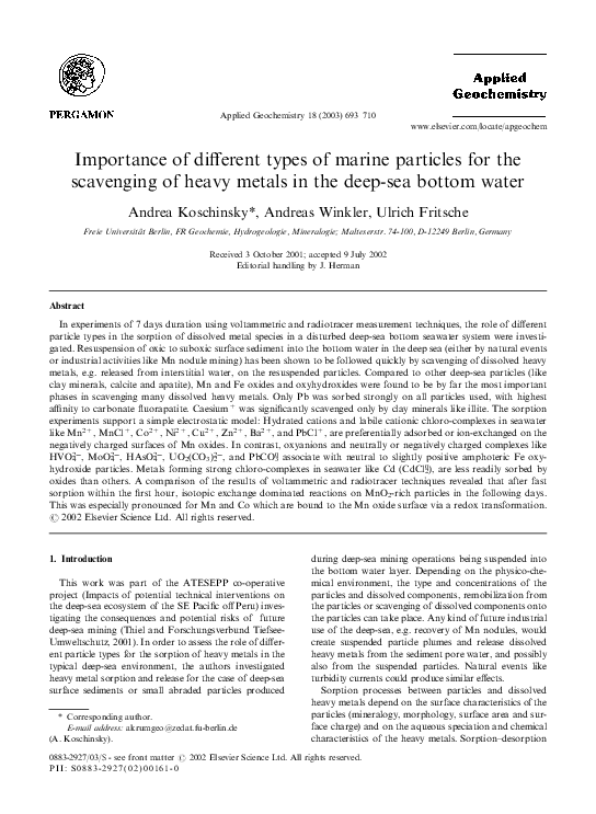 (PDF) Importance of different types of marine particles for the ...