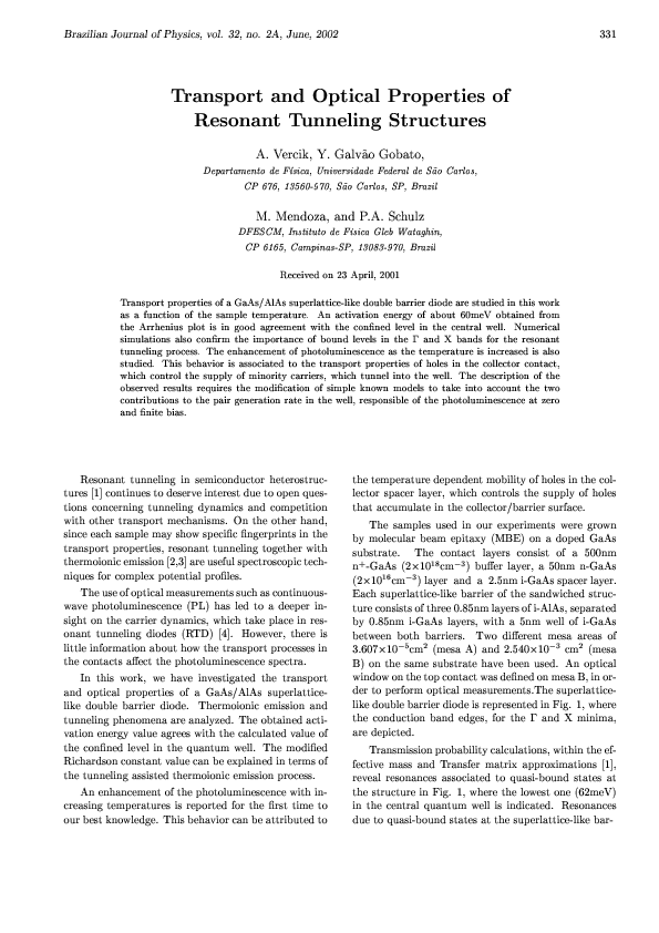 (PDF) Transport and optical properties of resonant tunneling structures | Maribel Martinez ...