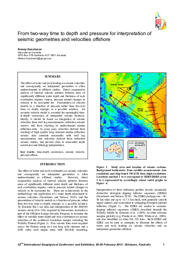 (PDF) From two way time to depth and pressure for interpretation of seismic velocities offshore ...