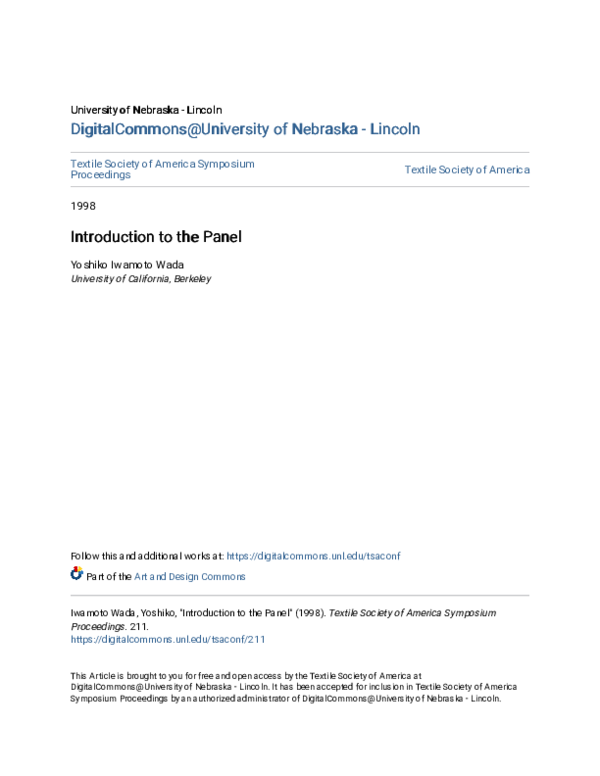(PDF) Introduction to the Panel