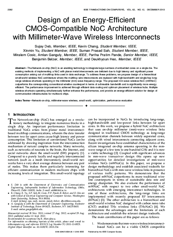 (PDF) Design of an Energy-Efficient CMOS-Compatible NoC Architecture with Millimeter-Wave ...