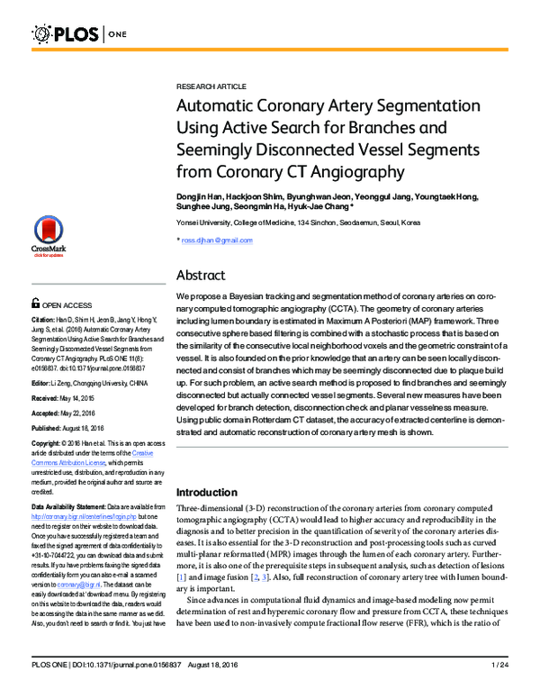 (PDF) Automatic Coronary Artery Segmentation Using Active Search for Branches and Seemingly ...