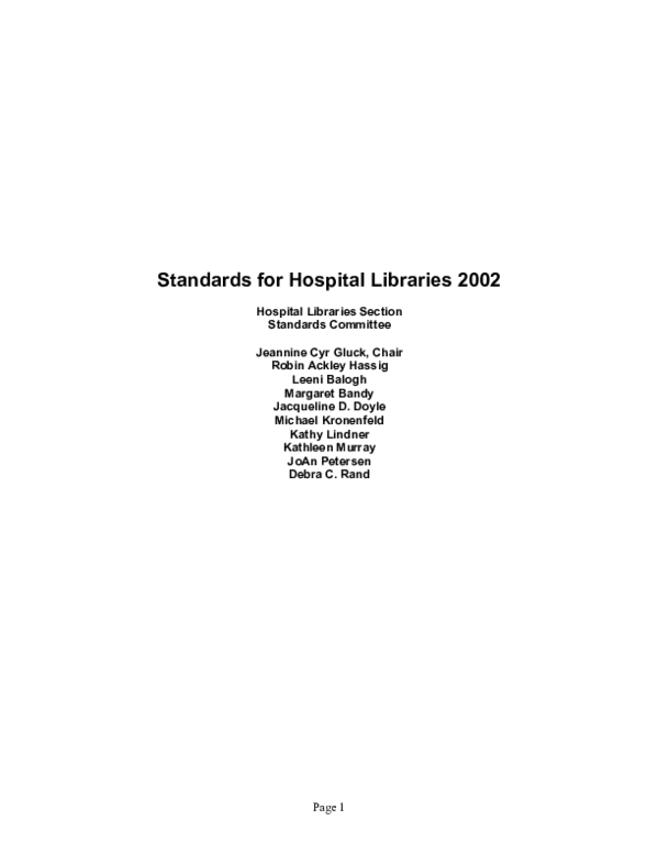 (PDF) Standards for Hospital Libraries 2002 Hospital Libraries Section ...