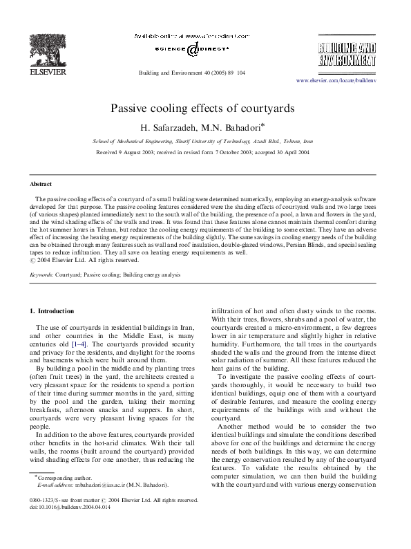 (PDF) Passive cooling effects of courtyards