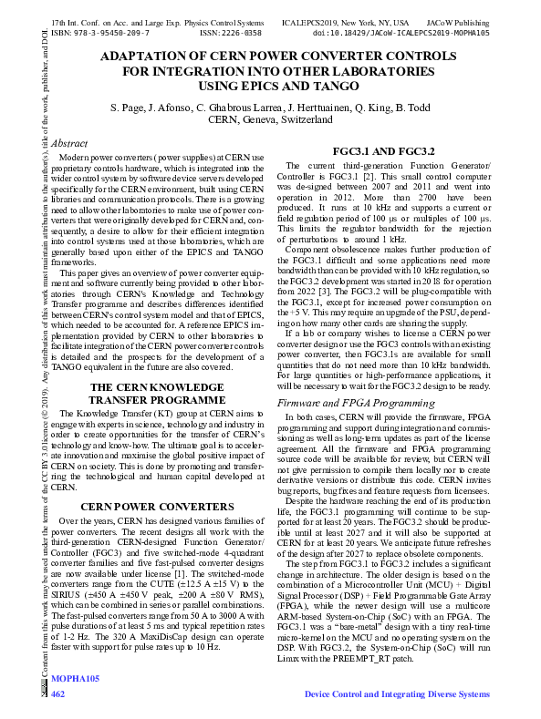 (PDF) Adaptation of CERN Power Converter Controls for Integration into Other Laboratories using ...