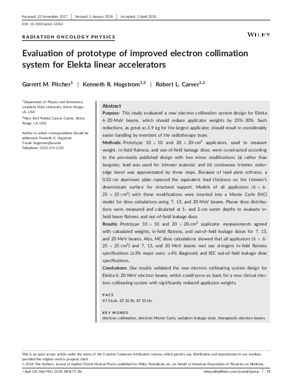 (PDF) Evaluation of prototype of improved electron collimation system ...