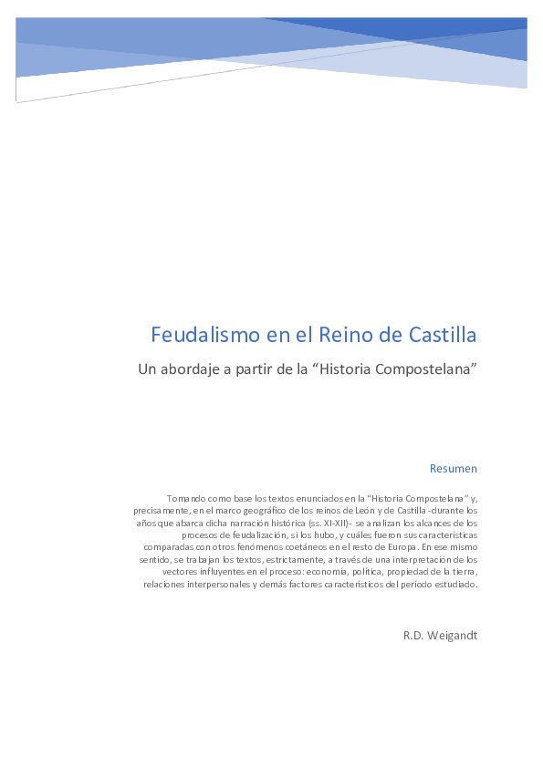 (PDF) Feudalismo en el Reino de Castilla: un abordaje a partir de la ...