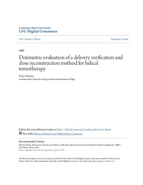 (PDF) WE-D-AUD B-04: Dosimetric Evaluation of a Delivery Verification ...
