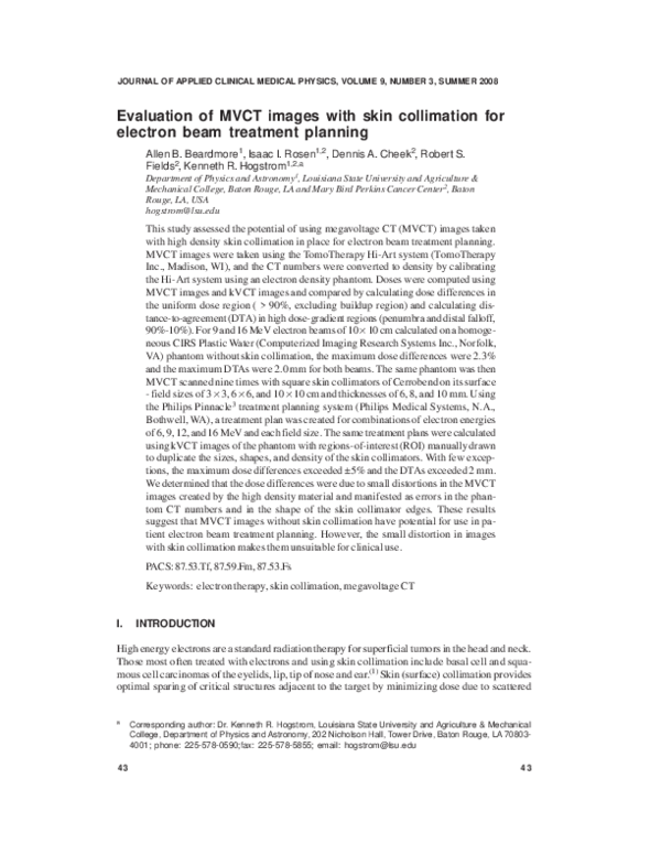 (PDF) Evaluation of MVCT images with skin collimation for electron beam ...